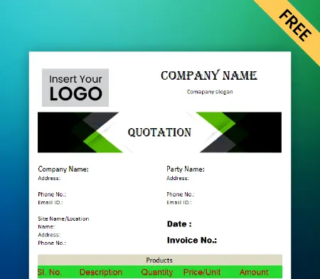 Construction quotation format in Excel (Free Download)